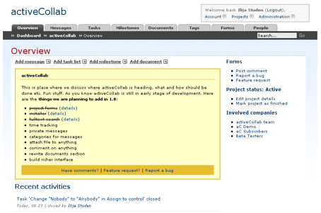 activeCollab alternativa open source a Basecamp