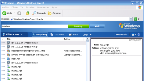 Windows Desktop Search 3.0 Beta 2, ¡Fuera chucho!