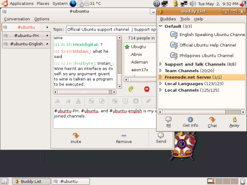 Ubuntu Live Chat, salas sobre Ubuntu