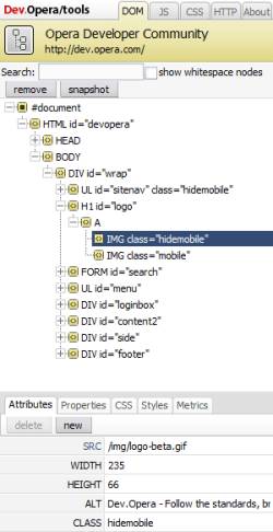 Opera Developer Console