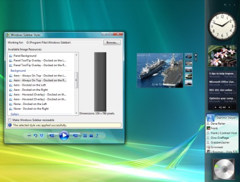 Windows Sidebar Styler, personalizando el Sidebar de Vista