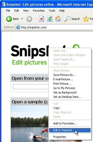 Extensiones de Snipshot para IE y Firefox