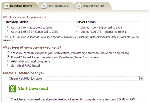 Soporte a Ubuntu Linux 7.04 en tu PPC... ¿oficial?