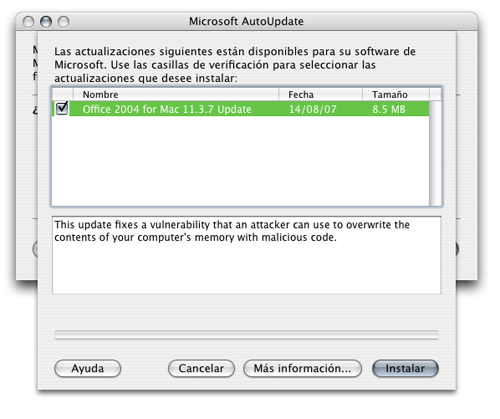 Actualización de Office 2004 para Mac