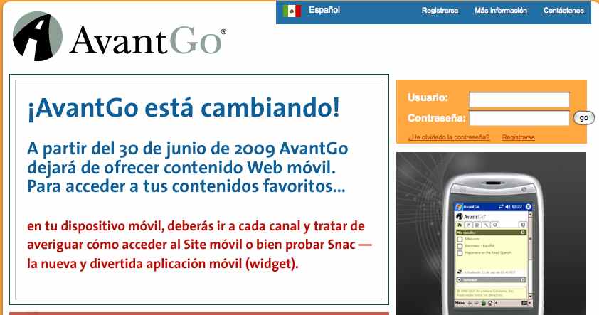 Un signo de los tiempos modernos: Cierra AvantGo