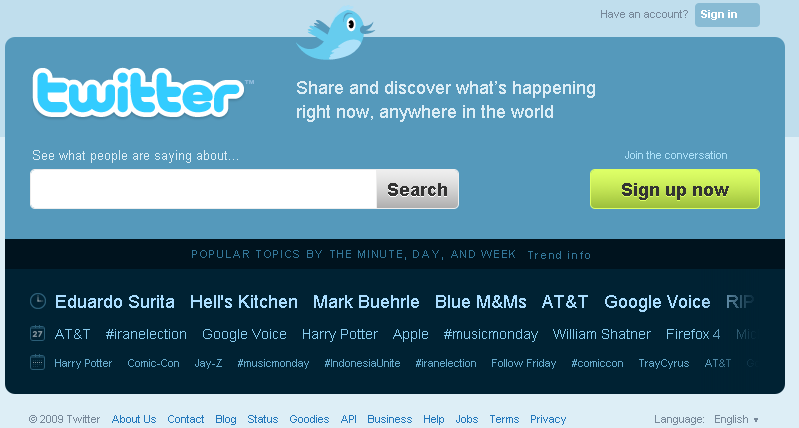 Rediseño de la página de inicio de Twitter