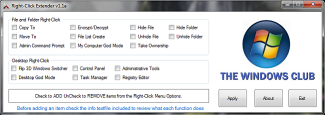 Right-Click Extender añade funciones a los menúes contextuales de Windows 7