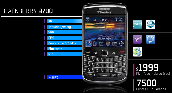 BlackBerry 9700 también con Personal