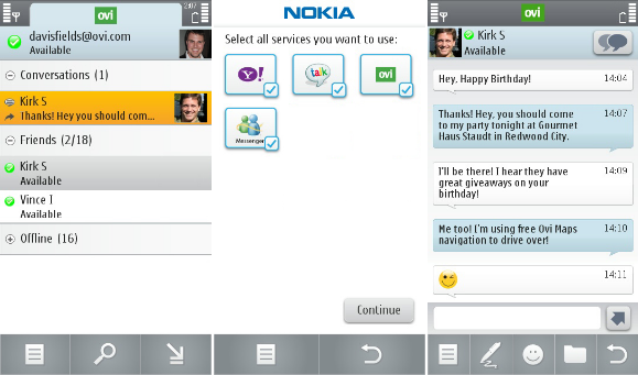 Nokia Messaging IM en los Nokia con pantalla táctil