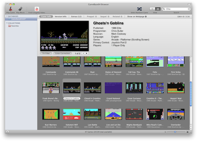 GameBase64 Browser: Commodore 64 en OS X