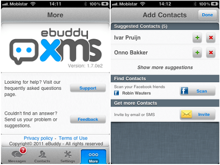 eBuddy XMS, mensajería en tiempo real multiplataforma